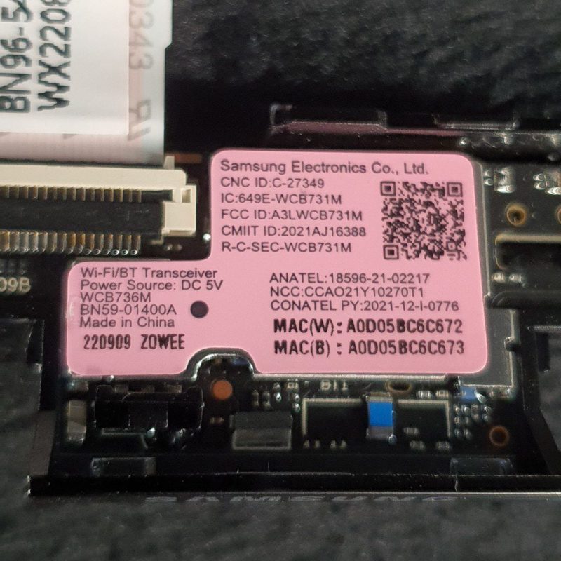 Module wifi Bluetooth télé Samsung GQ65Q60BAU Référence: BN59-01400A ...